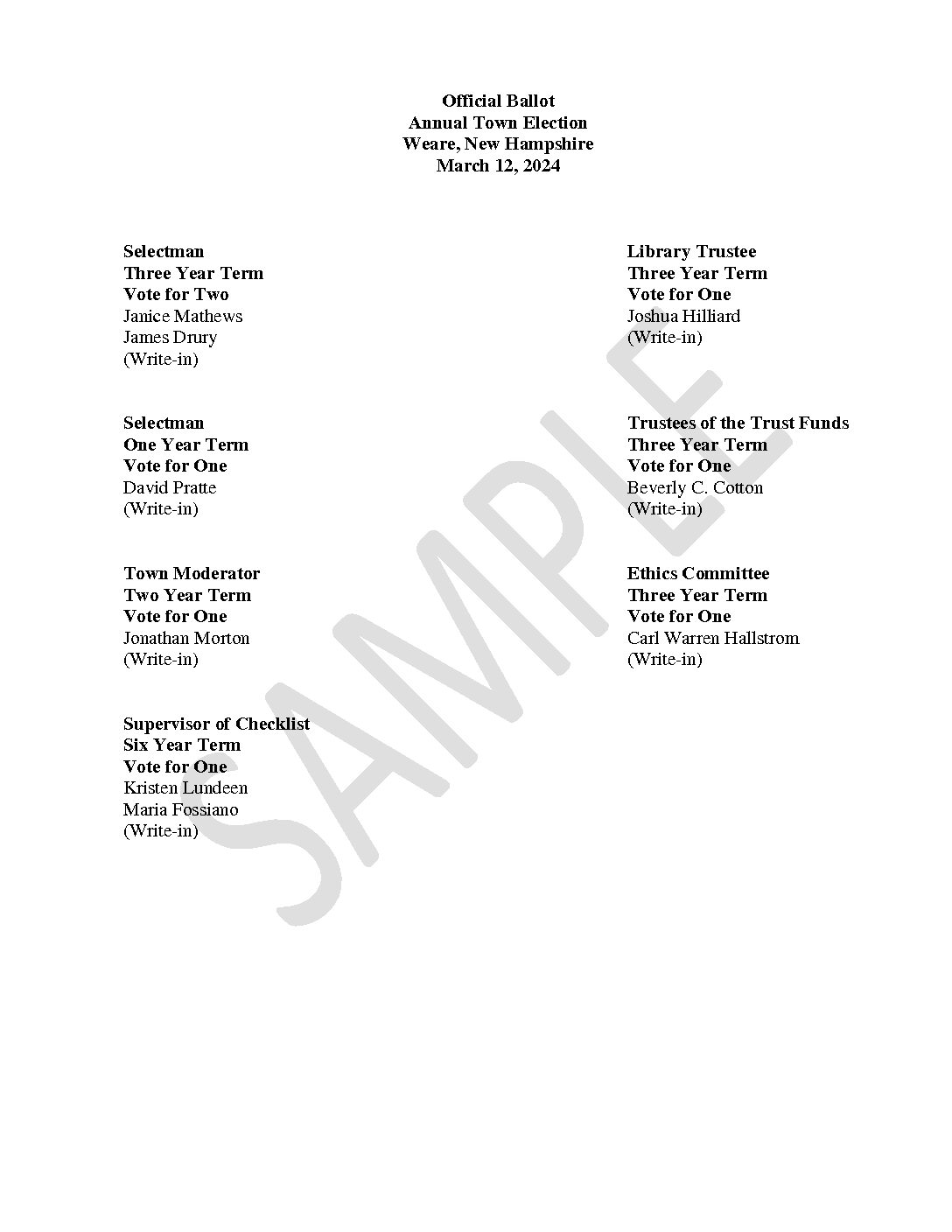 Weare_2024_Sample_Ballot | Weare NH Republican Committee 03281